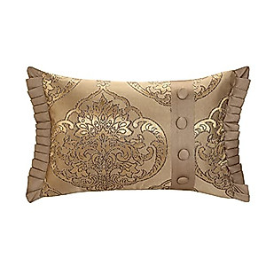 Chic Home 9 Piece Como Decorator Upholstery Quality Jacquard Motif Fabric Bedroom Comforter Set & Pillows Ensemble, King, Gold