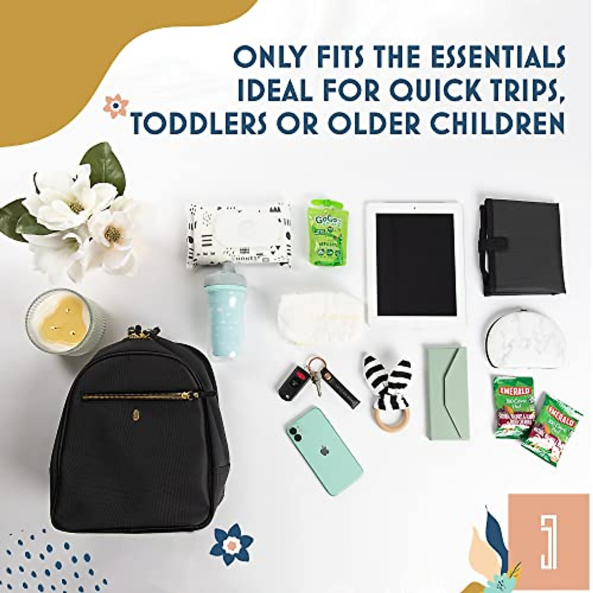 IDAHO JONES Small Diaper Bag, Mini Diaper Backpack - Spacious and Sleek - Stroller Straps and Changing Mat Included - Claremont