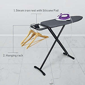 Duwee 12"x36" Ironing Board with Heat Resistant Cover and Thicken Felt Pad, Heavy Sturdy Legs