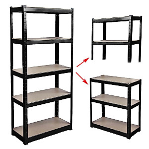 5 Tier Shelving Unit, Adjustable Heavy Duty Garage Shelves|Multi-Use Utility Shelf with 1930 Large Capacity for Office,Home,Garage--71 Inch Height