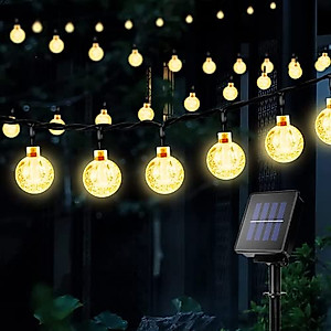Solar String Lights Outdoor Waterproof, Colorful 50 LED Bulb String Lights with Remote Control , Timer Globe Solar Patio Lights for Halloween Decor, Garden, Gazebo, Yard, Outdoors (16colors)
