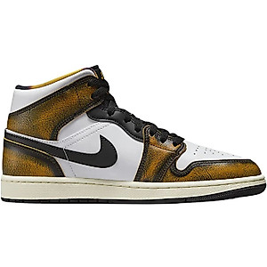 Nike Men's Air Jordan 1 Mid SE Shoes, Black/Taxi-white-sail, 12