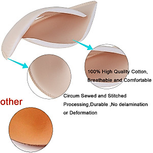 SERMICLE Bra Inserts 4 Pairs, Bra Pads Sewed Stitched Removable for Sports Bra B/C,C/D & D/E Cup Optional (Beige Round, C/D Cup)