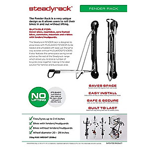 Steadyrack Bike Racks - Fender Rack - Wall Mounted Bike Rack Storage Solution for Your Home, Garage, or Bike Park