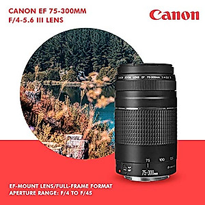 Canon T7 EOS Rebel DSLR Camera with 18-55mm and 75-300mm Lenses Kit & 32GB Dual SD Card Accessory Bundle (Renewed)