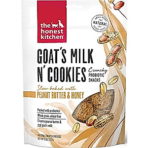 Aurora Pet Variety Pack (3) The Honest Kitchen Goat's Milk N' Cookies Slow Baked Dog Treats (1) Blueberries & Vanilla (1) Peanut Butter & Honey (1) Pumpkin Flavor (8-oz Each) with AuroraPet Wipes