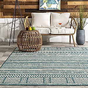 nuLOOM Abbey Tribal Striped Indoor/Outdoor Area Rug, 8' x 10', Green