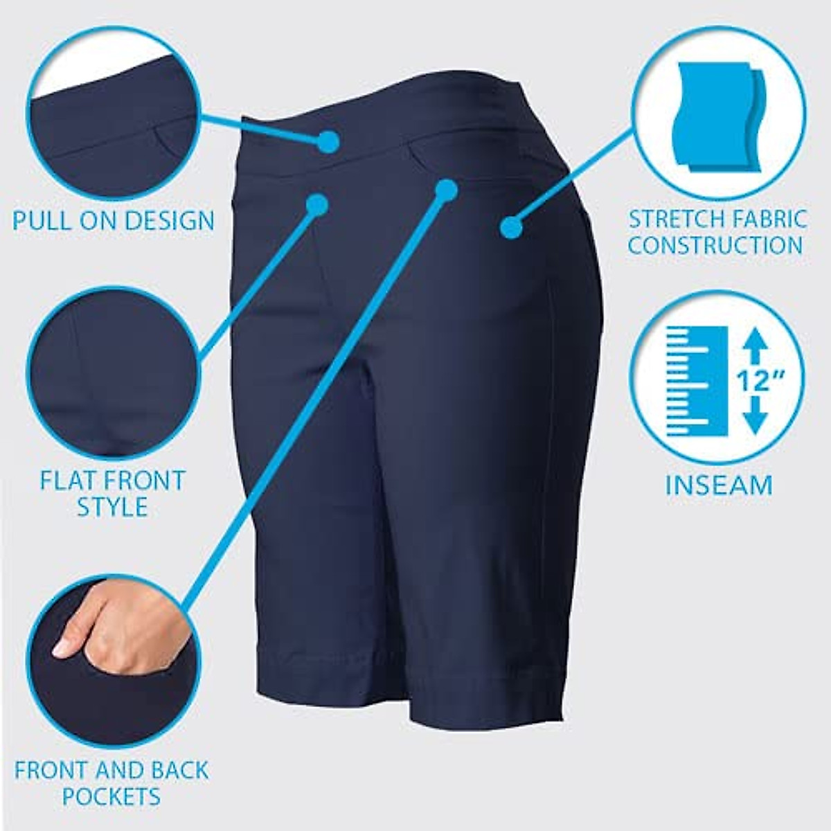 SLIM-SATION Women's Standard Shorts, Charcoal, 10