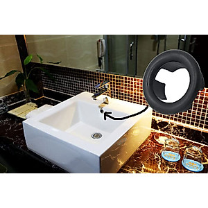 4 Pack Bathroom Basin Sink Round Hole Trim Overflow Cover Rings Hole Insert in Cap Hollow Ring Triangle for Hole Diameter Replacement Ceramic Pots for Home,Sink,Bathroom,Kitchen (black)