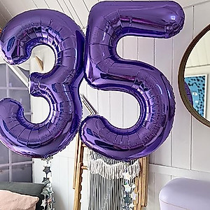 Number 30 Purple Balloons 40 Inch Giant Purple 30 Number Foil Helium Balloons for 30th Purple Birthday Party Supplies 30th Anniversary Events Decorations
