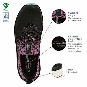 Skechers Women's D'Lux Walker Wrap Party Slip On Sneaker Black 8 Medium US