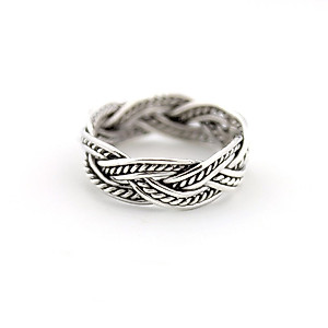 Sterling Silver 925 Celtic knot Tribal Ring, Celtic Knot Twisted Vintage Style Ring, Simple Women Everyday Jewelry, Plain Braided Ring For Women (11)