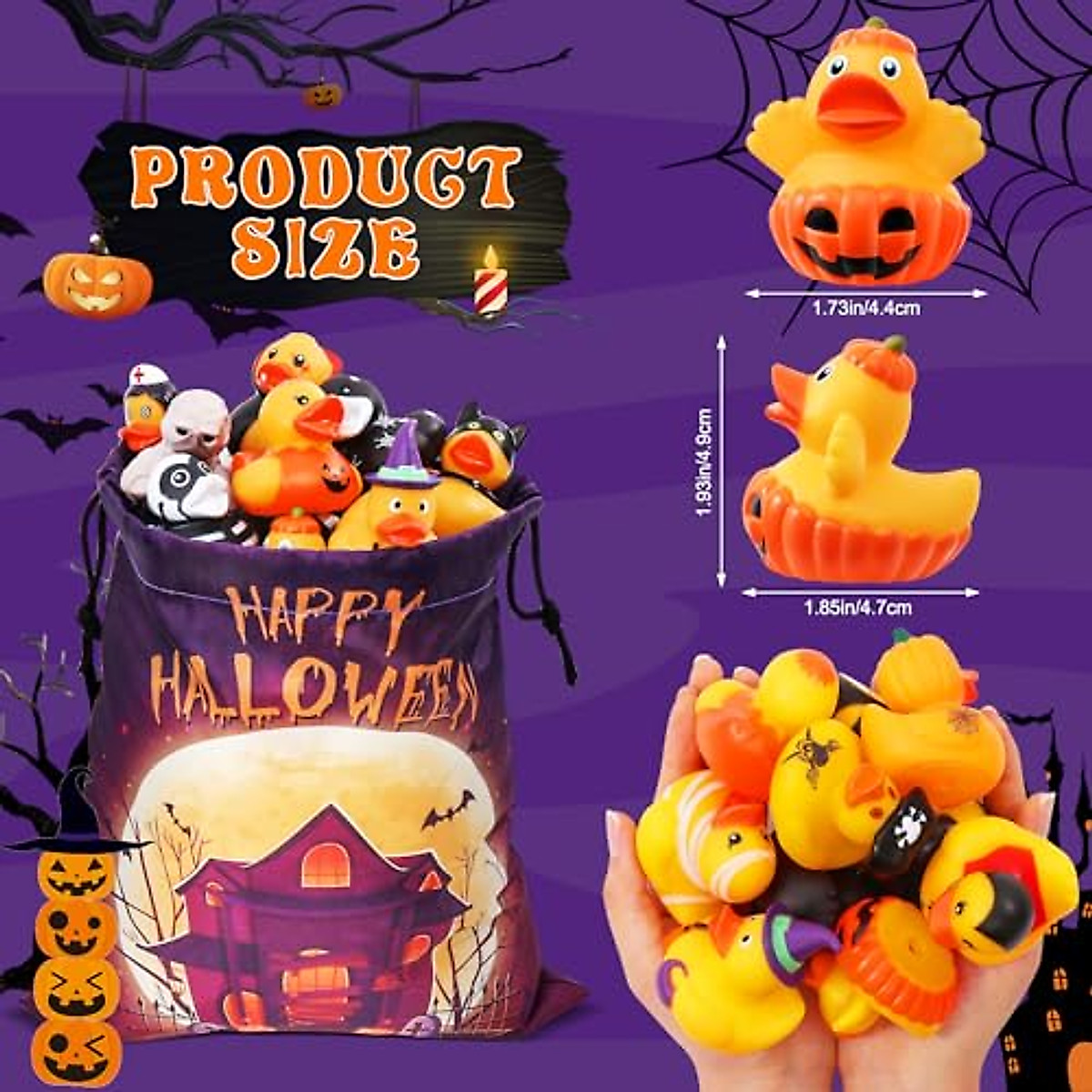 ANGGIKO 24 Pcs Halloween Rubber Ducks Gifts, Mini Rubber Ducks Bulk Bath Toys, Party Favors Rubber Duck for Jeep Halloween Decoration Trick or Treat Bags Fillers, Goodie Bags Stuffers Party Supplies