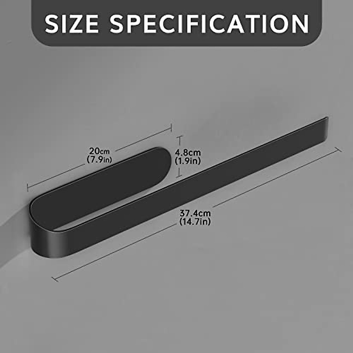 Oukimly Towel Rack Wall Mounted SUS304 Stainless Steel Bathroom Towel Holder No Drilling Hand Towel Ring, Roll Towel Racks Waterproof Towel Organizer for Towels Washcloths (15Inch, Matte Black)