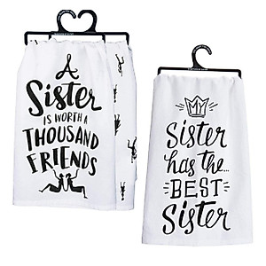Primitives by Kathy 2 Piece Best Sister Kitchen Towel Gift Bundle