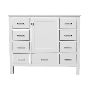 Horizon 42-inch Bathroom Vanity (Engineered Carrara/White): Includes White Cabinet with Engineered Carrara Countertop and White Ceramic Sink
