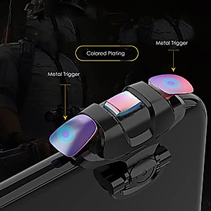 TEESSO Mobile Trigger, Game Controller for iPhone Android, PUBG Cellphone Gaming Joystick 4 Fingers Operation, with Sensitive Shoot Aim Keys for Fornite/Knives Out/Rules of Survival (blue)