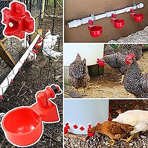 6 Chicken Water Cups and 6 Chicken Waterer Nipples with Drill Bit,Chicken Water Feeder Set,Automatic Filling Poultry Drinking Bowl for Chicken Duck Turkey Geese Quail