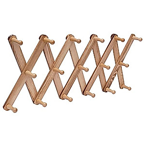 MONIPA Wooden Expandable Coat Rack - Wall Mounted Accordion Style Multi-Purpose Closet Hook for Hanging Hats, Caps, Mugs, Coats