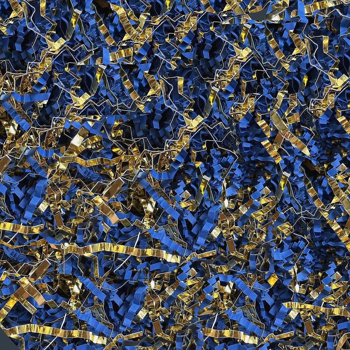 BPS PRODUCT Crinkle Cut Paper Shred Filler Royal Blue & Gold for Gift Wrapping & Basket Filling - (1/2 LB)