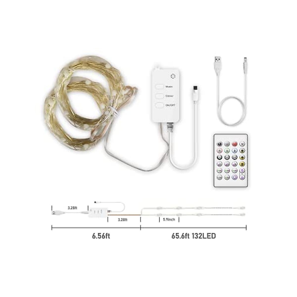 Probro Smart Fairy Lights, 66ft WiFi Dynamic Halloween Lights Work with Alexa Google Home RGB Color Changing Christmas Lights Outdoor 44 Modes Music Sync String Lights Bedroom for Halloween Christmas