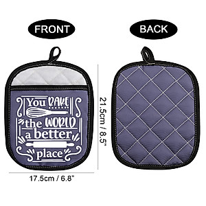 Baker Gift Baking Oven Pads Pot Holder with Pocket You Bake The World A Better Place (Bake The World A Better Place)