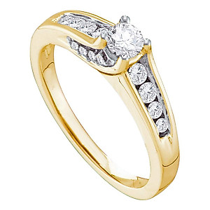 The Diamond Deal 14kt Yellow Gold Womens Round Diamond Solitaire Bridal Wedding Engagement Ring 1/2 Cttw