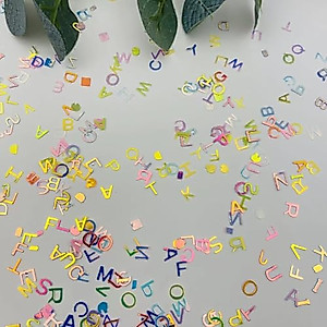 4000 Pcs 6mm Alphabet Letter Glitter Holographic PVC Confetti for Handicrafts, Nail Art, Card DIY, Wedding Bridal Shower Birthday Valentines Party Decorations (Holographic Mixed)