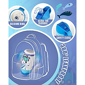 FEIJIAN Kids Insulated Water Bottle With Straw Lid 12oz, Leak-Proof BPA-FREE Metal Drink Flask, Double Wall Vacuum Stainless Steel Reusable Tumbler For Toddlers, Girls, Boys-Suitable For School