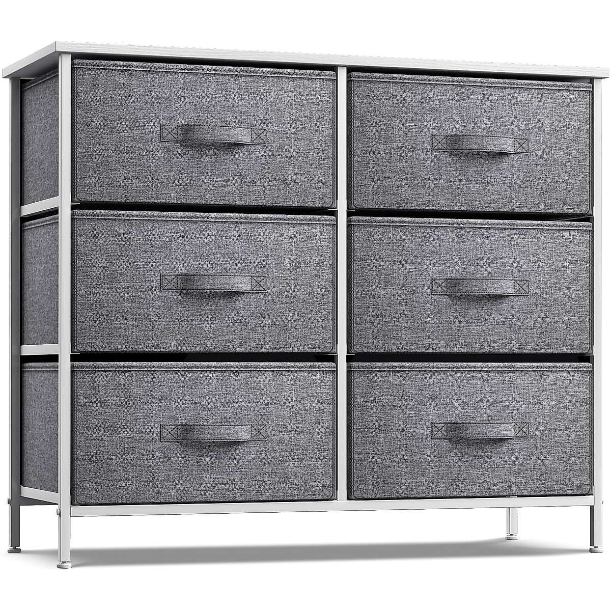 Sorbus Dresser with 6 Drawers - Chest Organizer Unit with Steel Frame Wood Top & Handle Easy Pull Fabric Bins for Clothes - Storage Furniture for Bedroom, Hallway, Living Room, Nursery & Closet