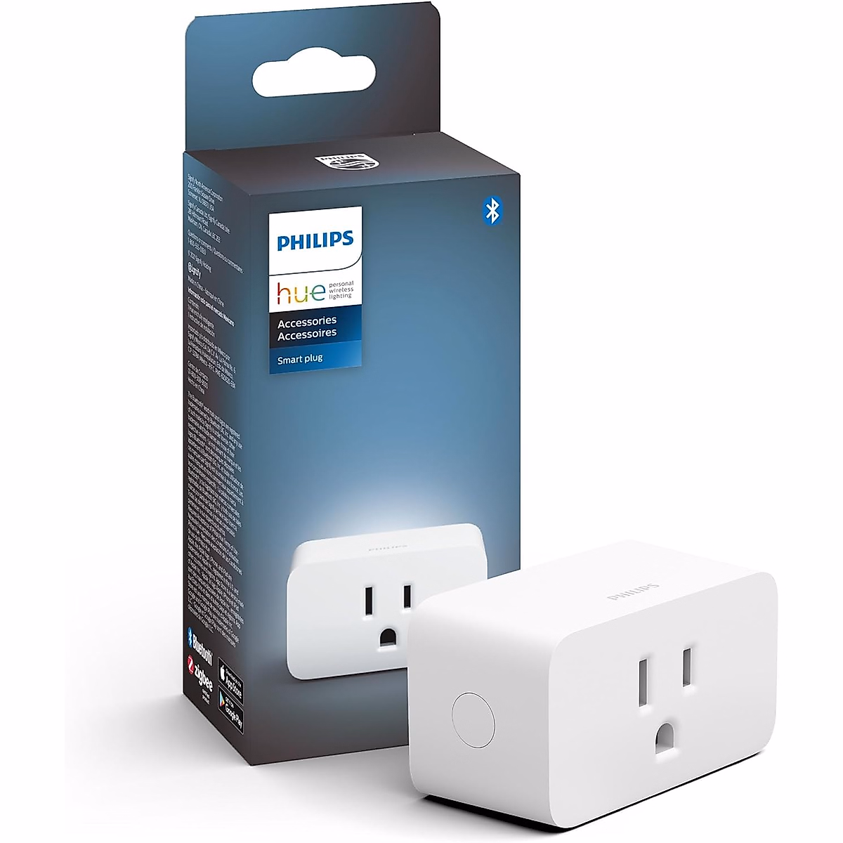 Philips Hue Smart Plug, Instantly Makes Any Plug Smart and Controllable with Hue App, Works with Alexa, Apple HomeKit and Google Assistant, Bluetooth Compatible, 1-Pack, White