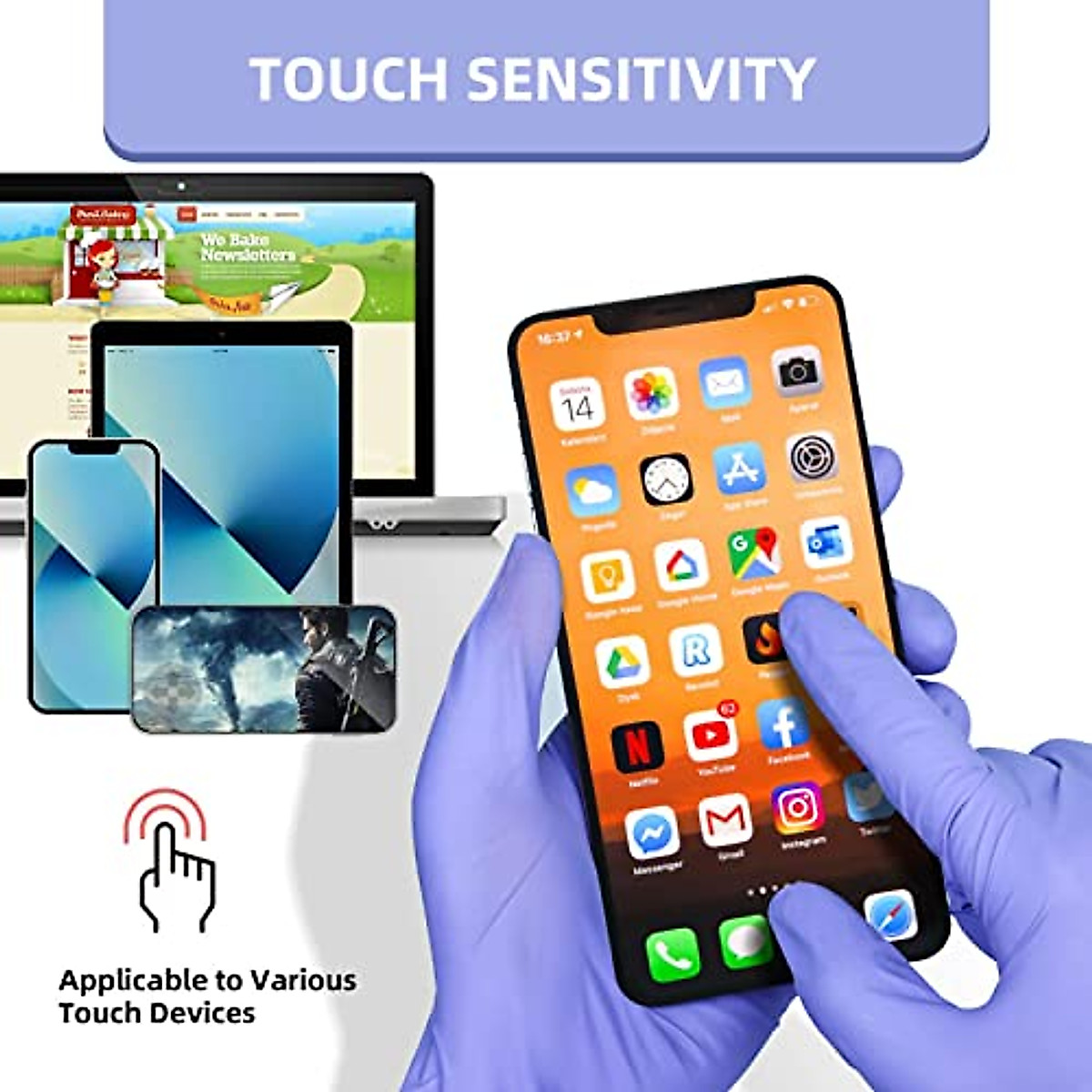 Nitrile Gloves Large 1000 Case Gloves Disposable Latex Free Powder Free, Medical Exam Gloves,Bulk Household,Grade 4 Mil