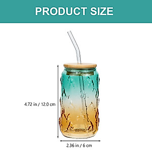 Hemoton Drinking Cup Glass Cups Water Cups Drinking Glasses with Bamboo Lids and - 12oz (350ml) Can Shaped Cups, Beer Glasses, Iced Coffee Glasses (Orange) Cold Drink Cups Flutes