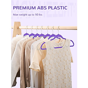 HOUSE DAY 60 Pack Plastic Hangers, Purple Hangers Extra Wide with 360°Swivel Hook, Space Saving Hangers for Bedroom Closet, Shirts, Pants, Heavy Duty Hangers Enough for Coat, Suit