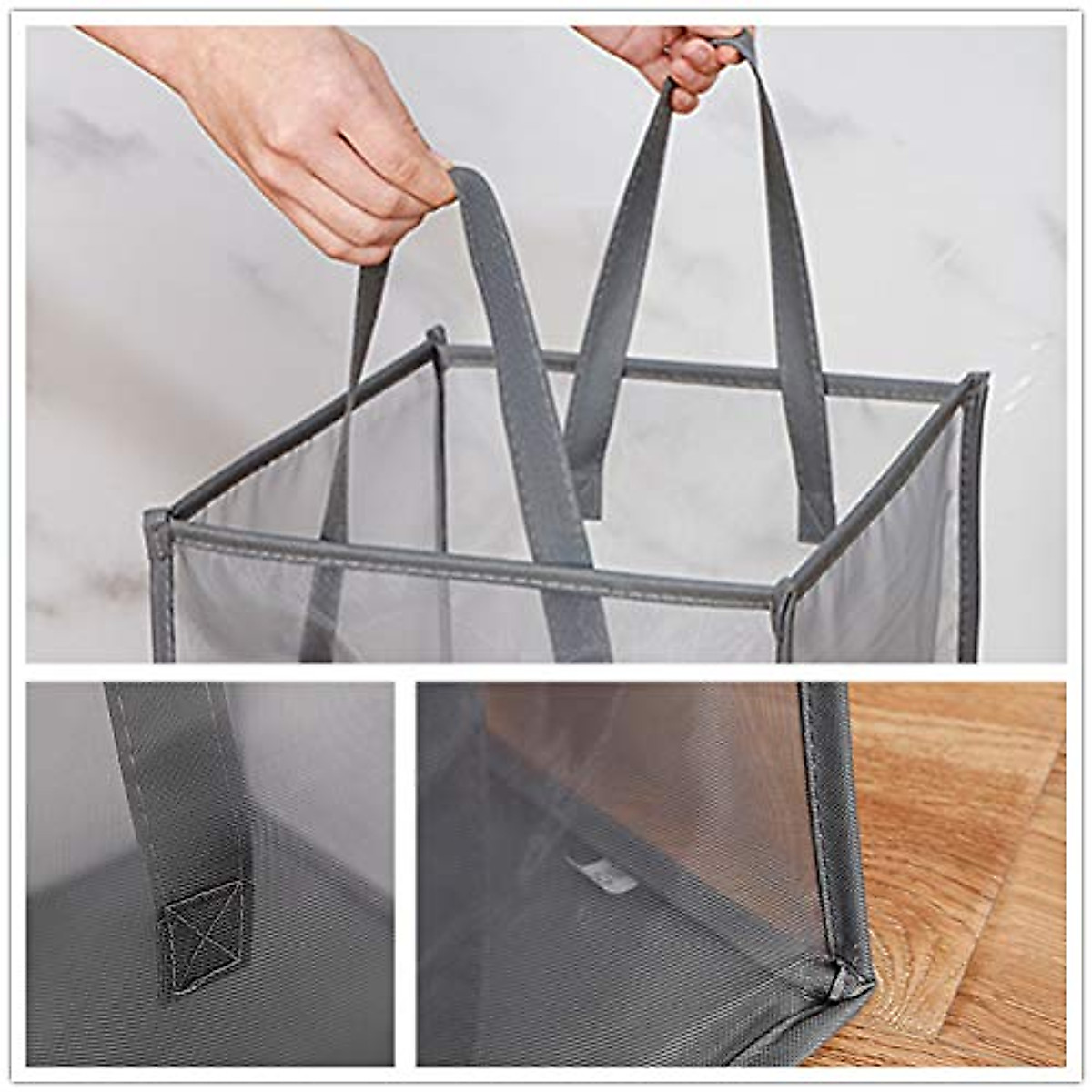 Set of 2 Mesh Popup Laundry Hamper, Collapsible Laundry Basket Double Space Saving Portable Foldable Dirty Clothes Hamper for Bathroom Bedroom College Dorm Room (33L+65L)