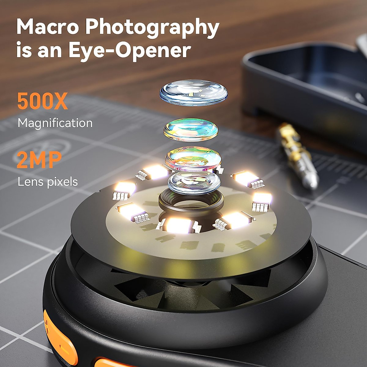 Digital Microscope Fixed Focus-200X Pocket Magnifying Glass, 3-Level Adjustable LED Lights Portable Handheld Mini Microscope,USB Compatible with, Windows, Mac OS