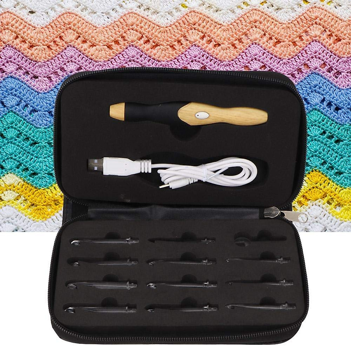 Crochet Needle Durable Crochet, Crochet Starter Kit Crochet Kit, Crochet Hook Set for Beginners Kids Adults Girls(Black)