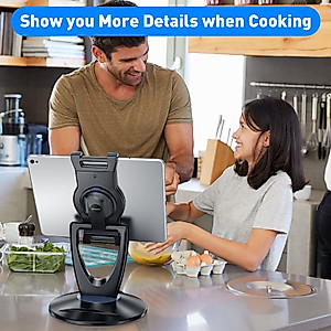 DeskLogics iPad Tablet Stand Holder for Desk - 6 inch to 13 inch - Stable, Adjustable - 360° Swivel Angle Pen Phone iPad Stand for Store, Retail Kiosk, Reception, Home Office, Gift Ideas - Black