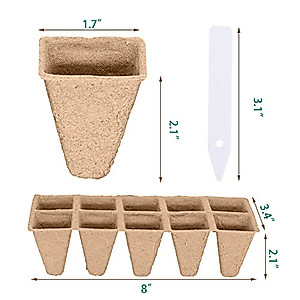 macoya Seed Starter Tray, Seedling Starter Peat Pots Kits, Biodegradable Compostable Planting Pots for Vegetable Fruit Flower, Indoor Outdoor & Organic Garden, 150 Cells Plus 30 Plant Labels