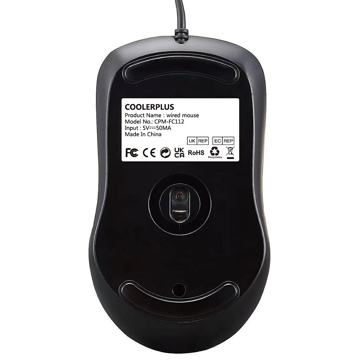 COOLERPLUS FC112 USB Optical Wired Computer Mouse with Easy Click for Office and Home, 1000DPI, Premium and Portable,Compatible with Windows PC, Laptop, Desktop, Notebook (Black)