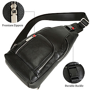 Polare Cowhide Leather Casual Sling Bag Anti Theft Chest Crossbody Shoulder Bags Waterproof Travel Daypack for Men