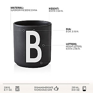 Design Letters Coffee Mug Initial A-Z | Monogram Coffee Mug for Men, Women 11 Oz | Porcelain Mugs Gifts for Women Wife Mom Friends | Thank You Gift for Daughter, Coworkers| Novelty Tea Cup, Black Mug