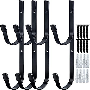 Pool Pole Hanger for Fence（4 Pack） Black Pool Equipment Hooks Heavy Duty Pool Tool Organizer for Telescopic Poles, Skimmers, Leaf Rakes,Pool Hose,Garden Tools,Brushes and Swimming Pool Accessories