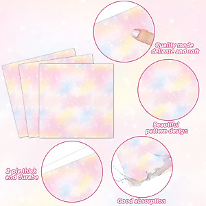 Tevxj 96PCS Pastel Rainbow Tableware Set Rainbow Birthday Dinnerware Disposable Plates Rainbow Cloud Party Plates Napkins Forks for Birthday Baby Shower Weddings Party Decorations Supplies 24 guests