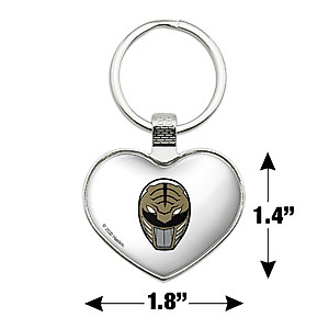 Power Rangers White Ranger Helmet Keychain Heart Love Metal Key Chain Ring