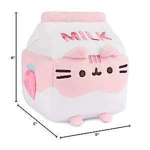 GUND Pusheen Strawberry Milk Plush Cat Stuffed Animal for Ages 8 and Up, Pink/White, 6”