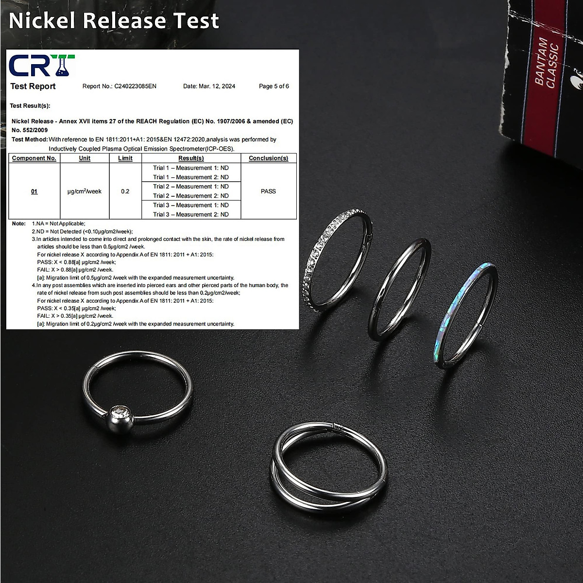 THUNARAZ 5Pcs 18G 16G Surgical Steel Nose Rings Hoop for Women Septum Hinged Clicker Lip Rings Helix Cartilage Earrings Rook Daith Body Piercing Rings for Women Men 8mm 10mm