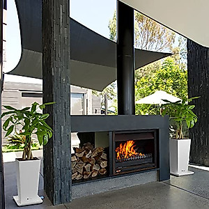 Elevens Set of 2 Tall Outdoor Planters 28 Inch, Large Planters for Indoor Outdoor Plants, Tapered Square Flower Pots with Tray for Patio, White