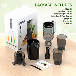 Cold Press Juicer, Slow Masticating Juicer with "6.1" Extra Large Feed Chute Fit Whole Fruits & Vegetables, Juicer Machines with 2 Cups, Easy to Clean and High Juice Yield