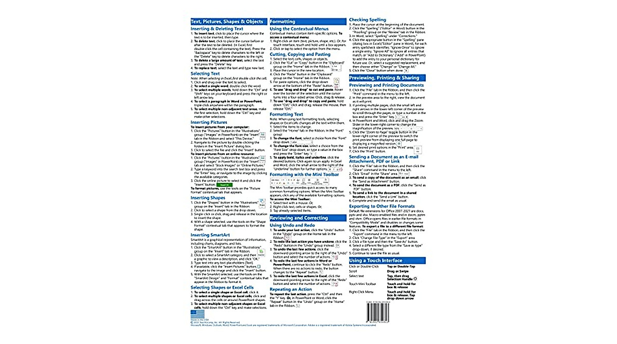 Microsoft Office 2021 & 365 Quick Reference Guide